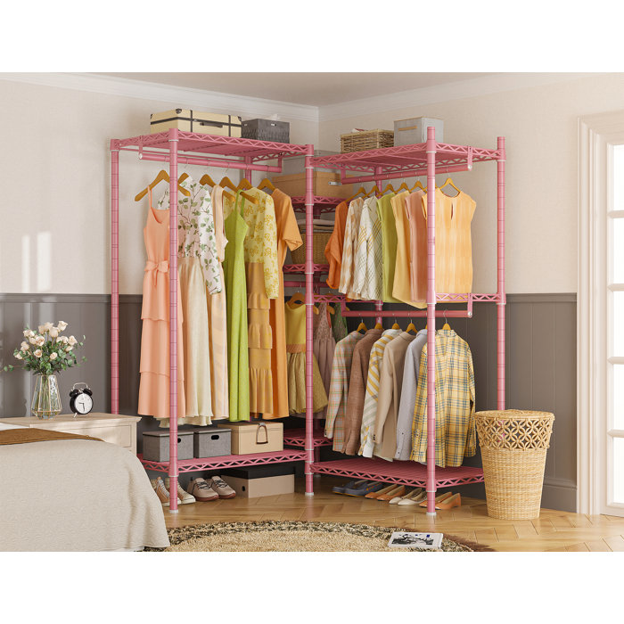 EnHomee 77" Clothes Rack Metal Clothing Rack Loads 725 lbs Adjustable Garment Rack, Portable ...